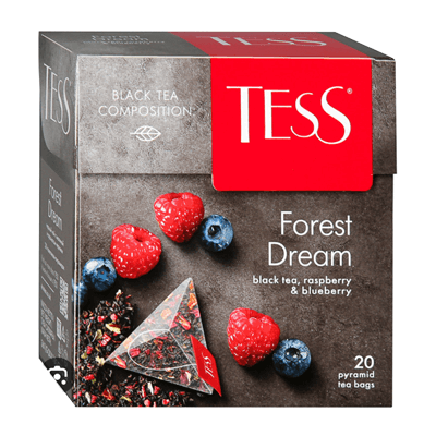 Чай черный с малиной и ароматом черники Tess Forest Dream 20 пирамидок ...