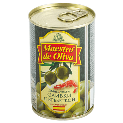 Оливки с креветкой Maestro de Oliva 300 гр. זיתים ירוקים ממולאים שרימפס ...