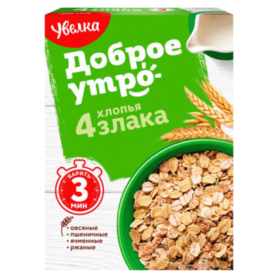 Хлопья 4 злака Доброе утро Увелка 350 гр. ⋆ Русфуд - продукты с доставкой